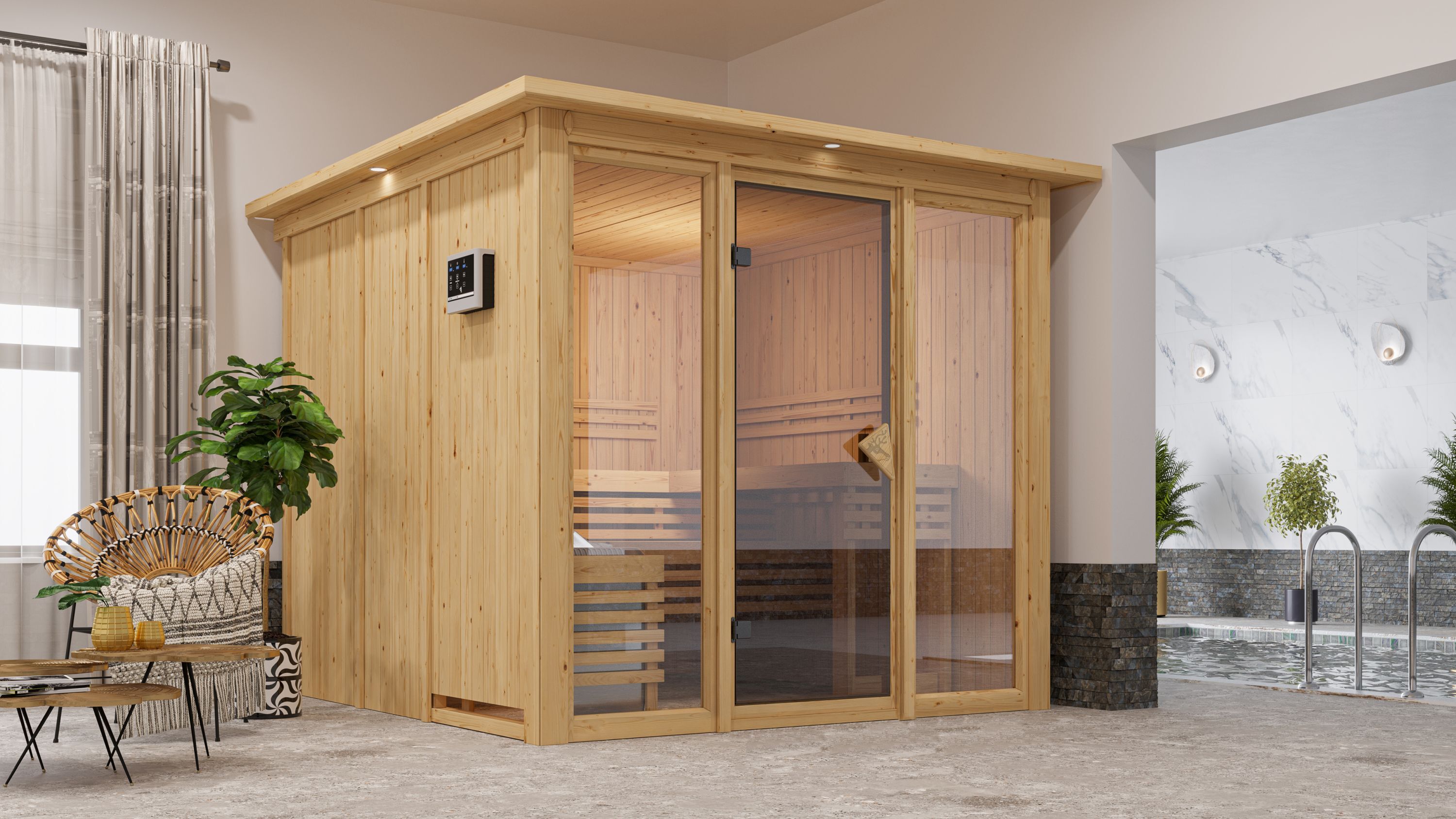 Sauna für 3 bis 6 Personen bei Karibu im Onlineshop entdecken!